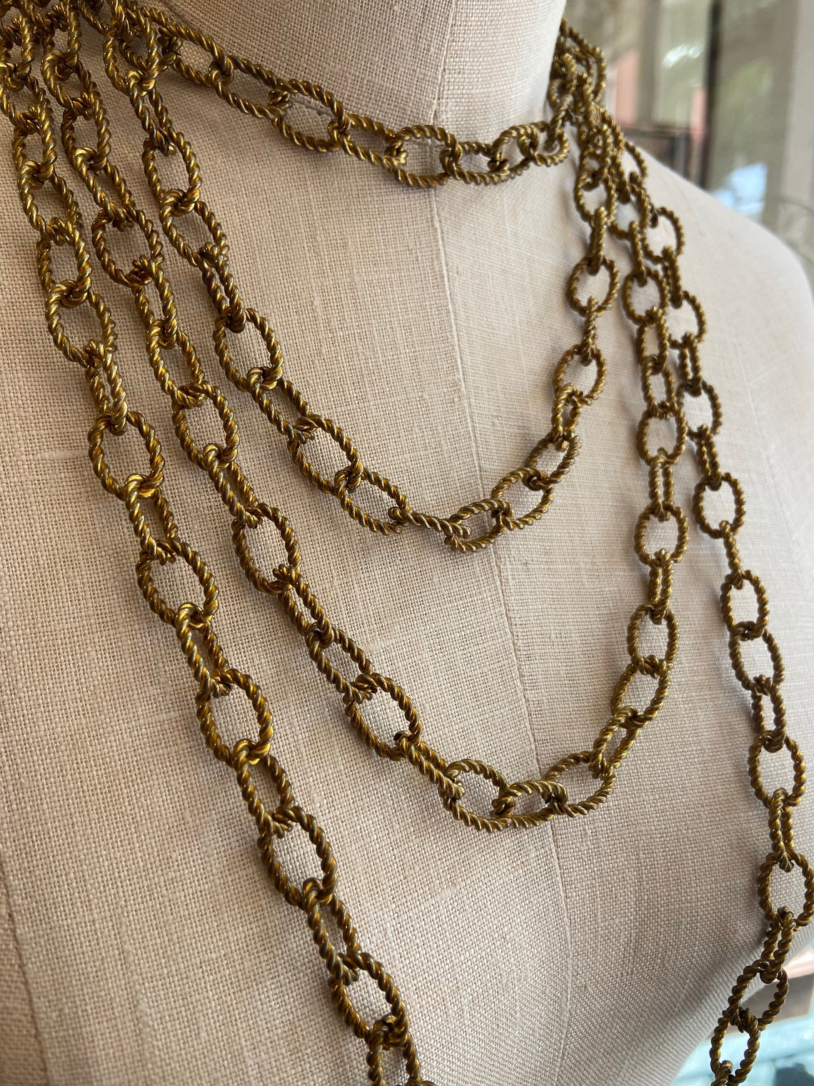 Vintage Solid Brass Oval Rope Chain Large Cable by the Foot | Etsy