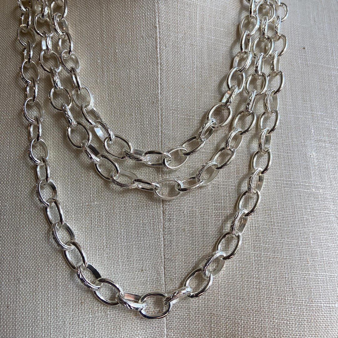 Florentine Chain Smooth Cable and Engraved Links in Heavy Silver Finish ...