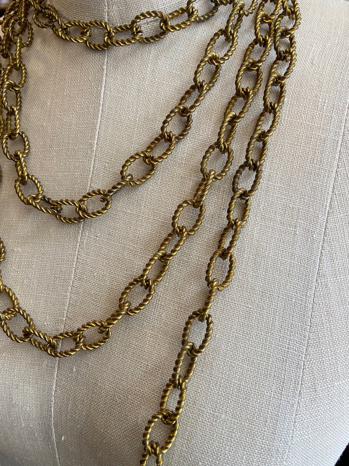 Vintage Solid Brass Oval Rope Chain Large Cable by the Foot | Etsy