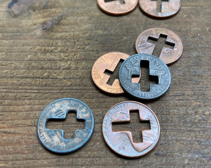 Vintage Pennies With Cross Cut Out - Etsy