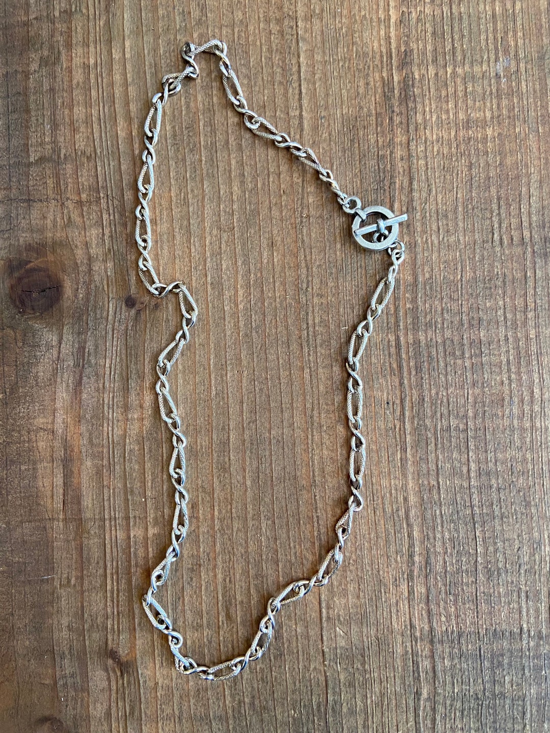 Allemande Vintage Chain Necklace in Aged Sterling Finish - Etsy