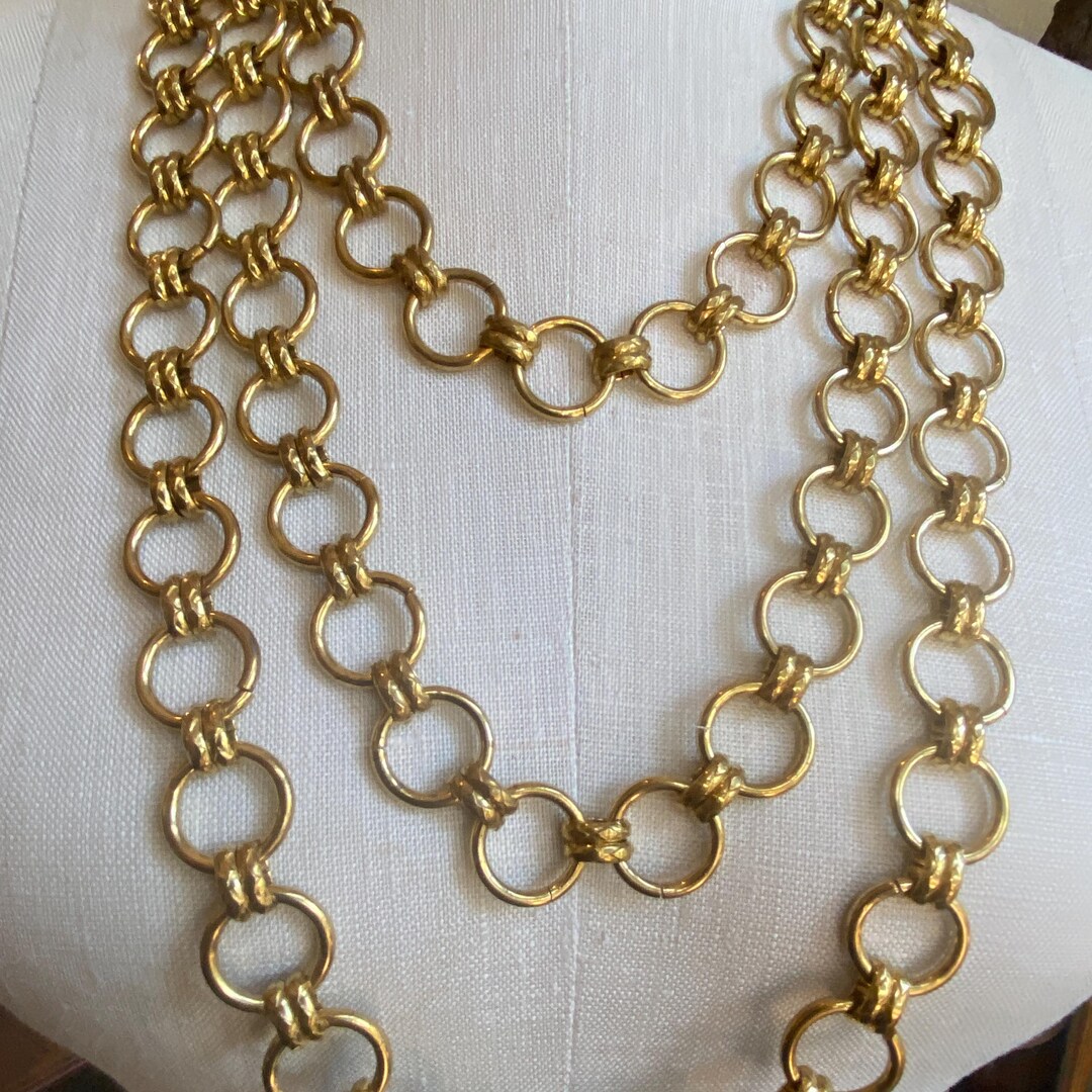 Solid Brass Jewelry Chain With Heavy Links and Engraved Connectors by ...
