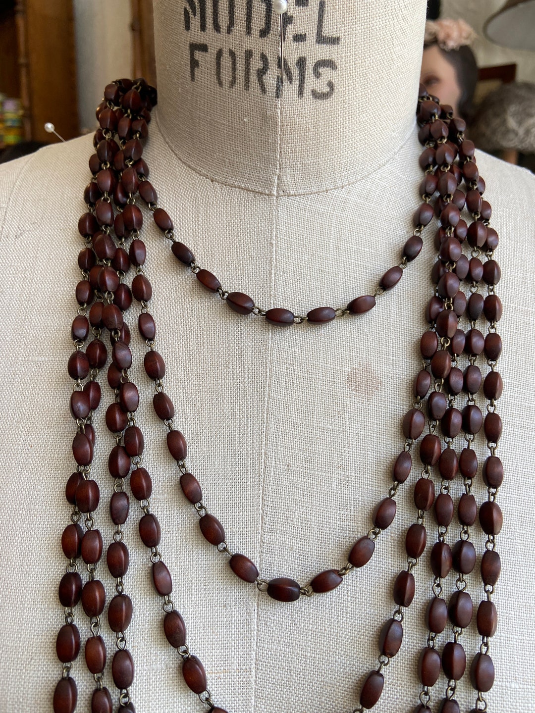 Handmade Rosary Chain - Vintage French Wood Chestnut Color by the Foot ...