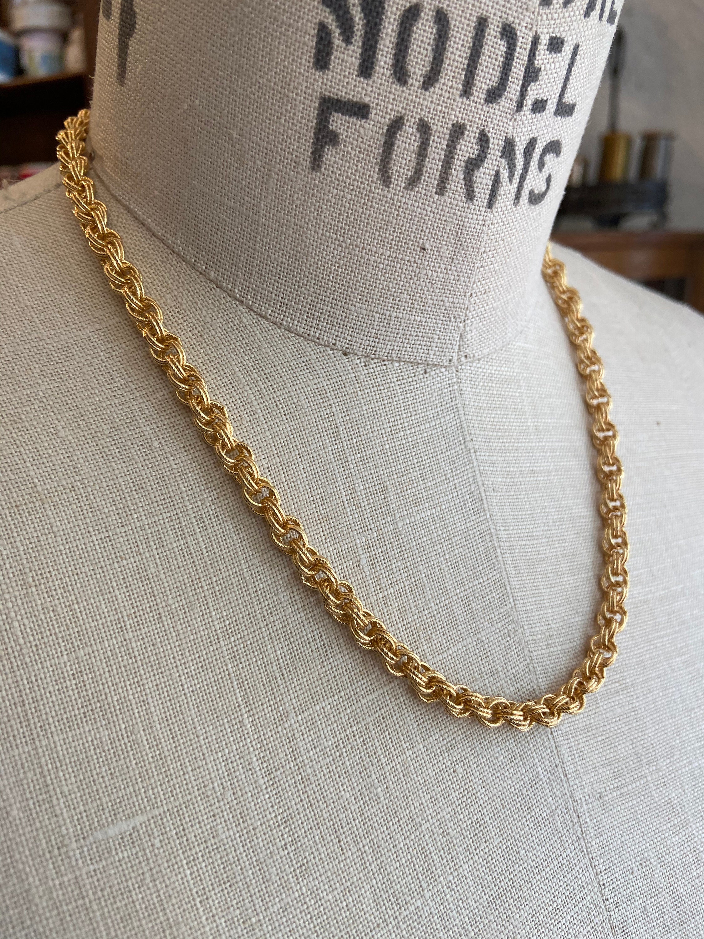 Vintage French Rope Chain With Patterned Double Links - Etsy UK