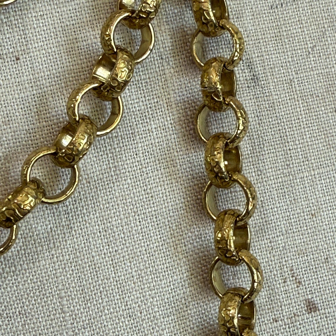 Solid Brass Rolo With Hammered Finish - 8mm Polished Brass, by the Foot ...