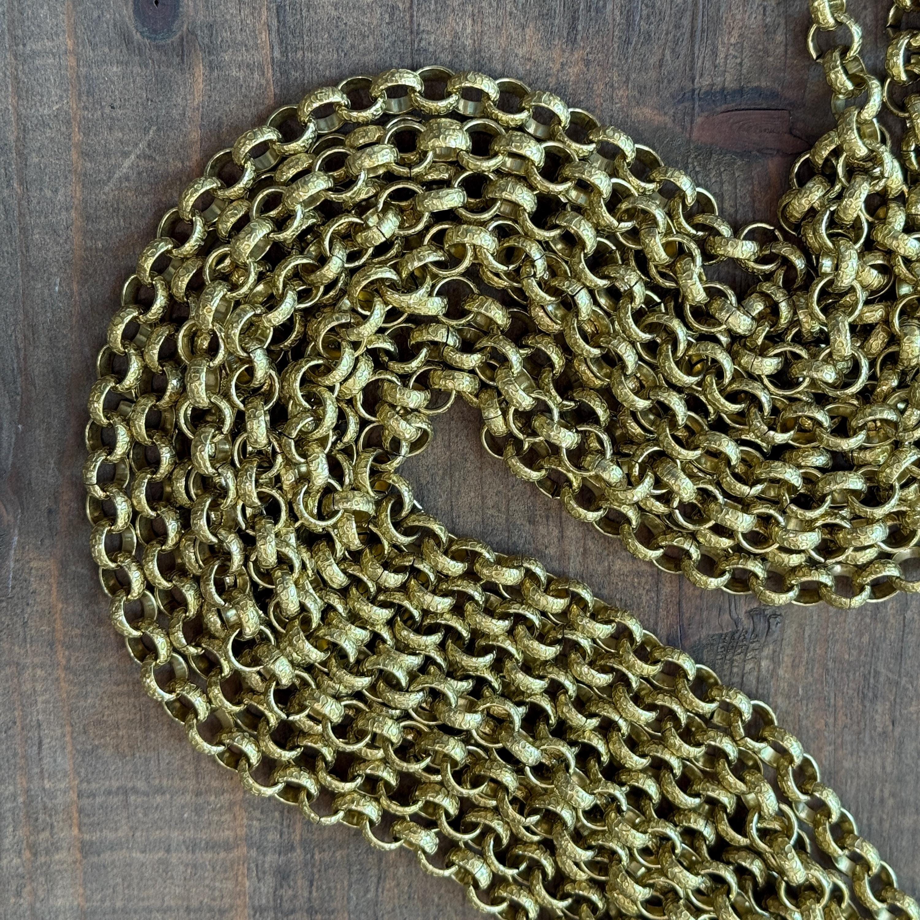 Solid Brass Rolo With Hammered Finish - 8mm Polished Brass, by the Foot ...