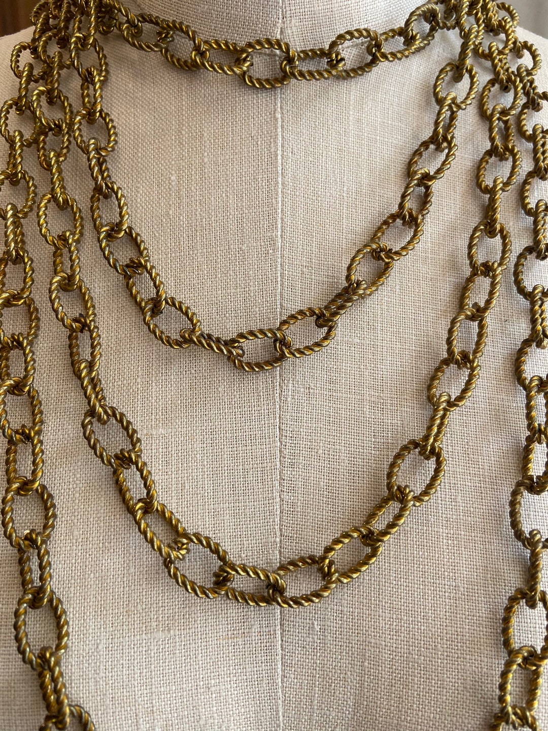 Vintage Solid Brass Oval Rope Chain - Large Cable, by the Foot - Etsy