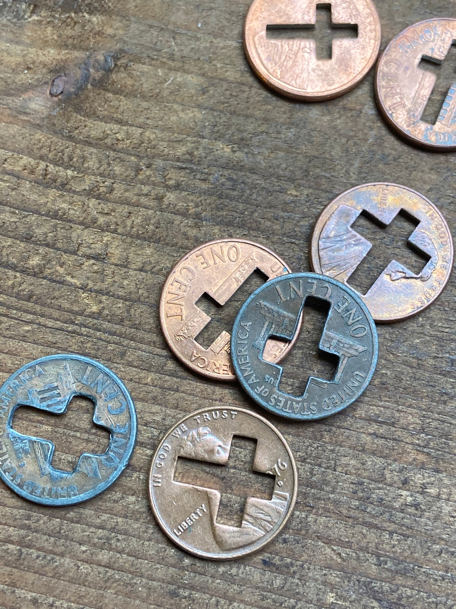 Vintage Pennies With Cross Cut Out - Etsy