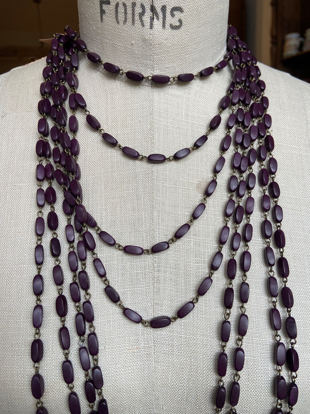 Handmade Rosary Chain - Vintage French Wood in Aubergine by the Foot - Etsy