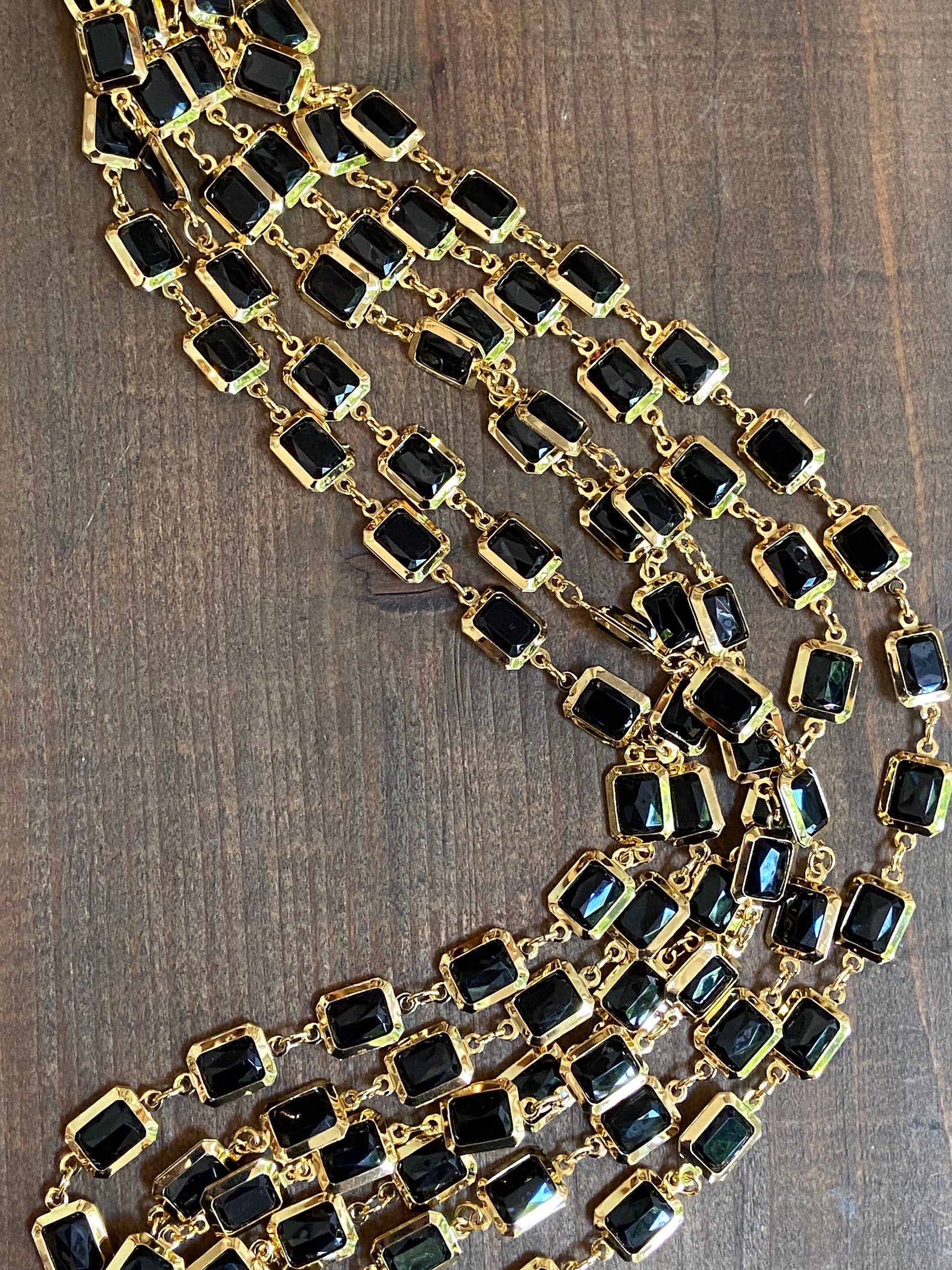 Vintage Gold Plated Channel Bezel Connector Chain Jet Octagon, by the ...