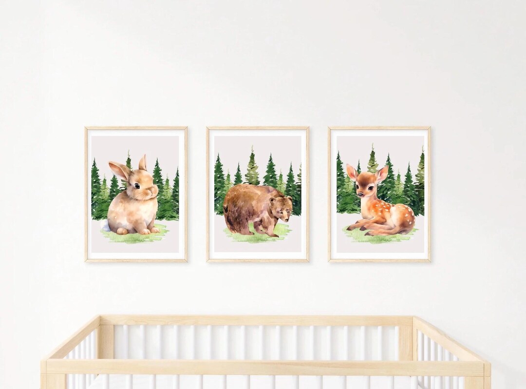 Woodland Animals Watercolor Prints - Etsy