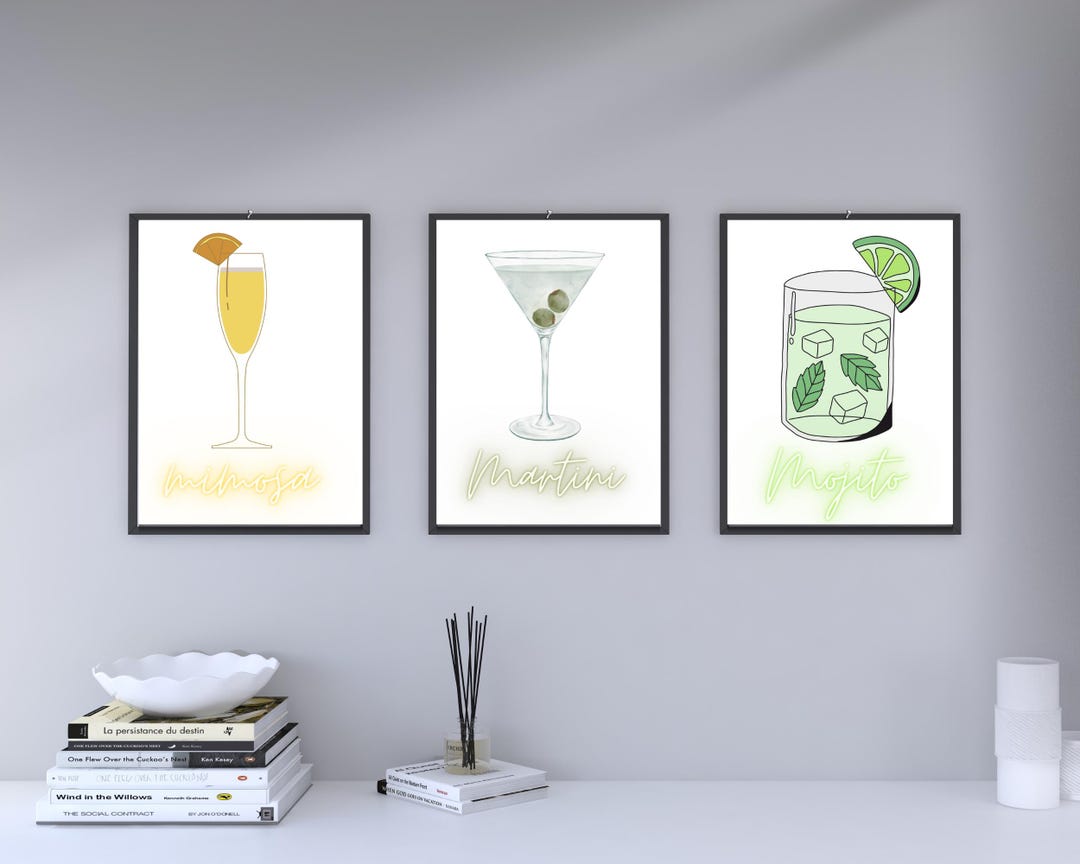 Cocktails Wall Art, Mimosa Wall Poster, Colourful Cocktail Wall Art ...