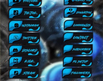 Simple Blue Neon Twitch Panels for Streamers - Etsy