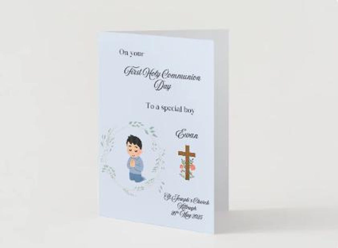 Personalised First Holy Communion Card, Communion Card for Boy, First ...