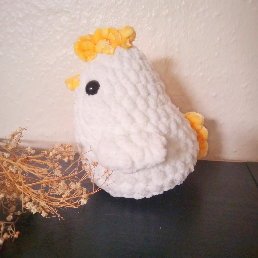 Handmade Crochet White and Yellow Chicken Plush Toy - Etsy