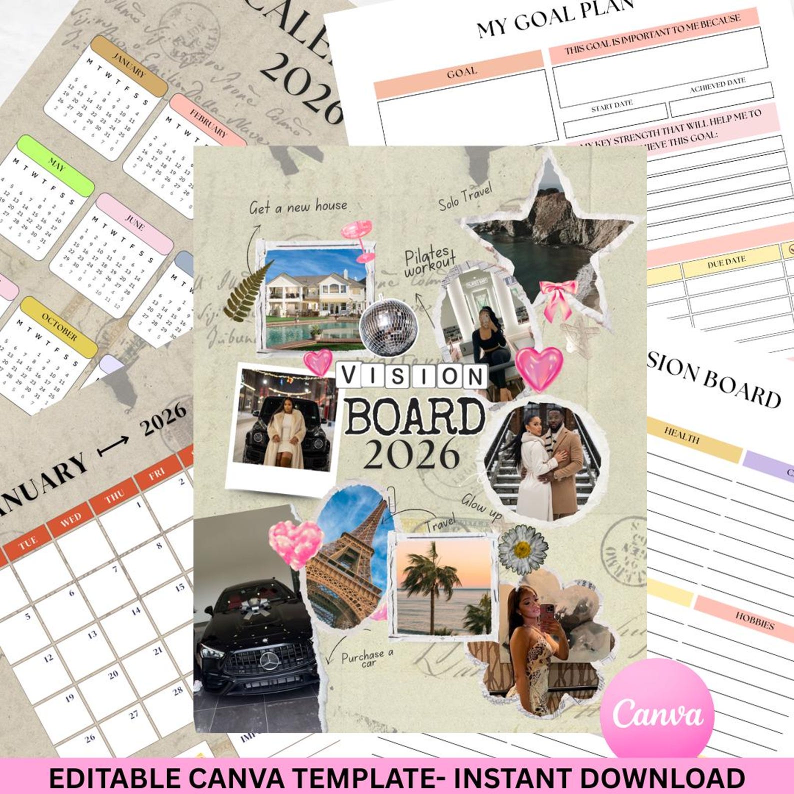 2026 Life Goals Vision Board Workbook | Printable Planner (PDF) - Etsy