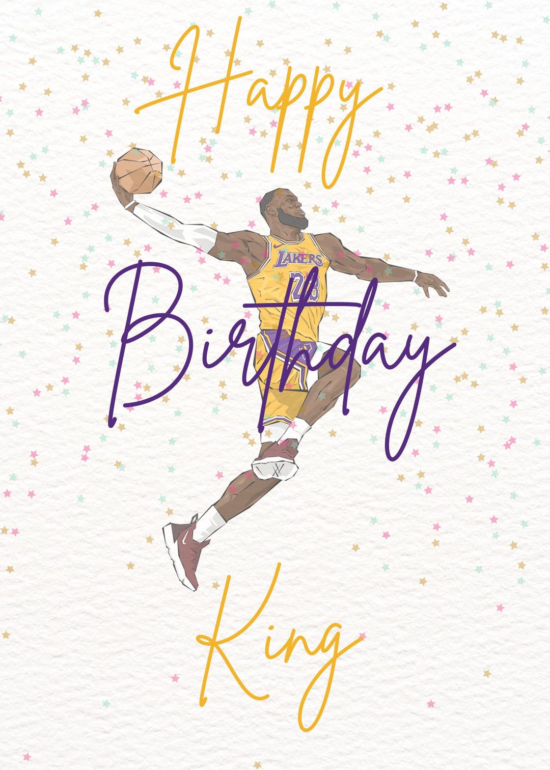 Lebron James Birthday Card, Happy Birthday King, Printable Card, NBA ...