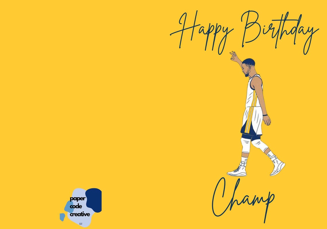 Steph Curry Birthday Card, Happy Birthday Champ, Printable Card, NBA ...