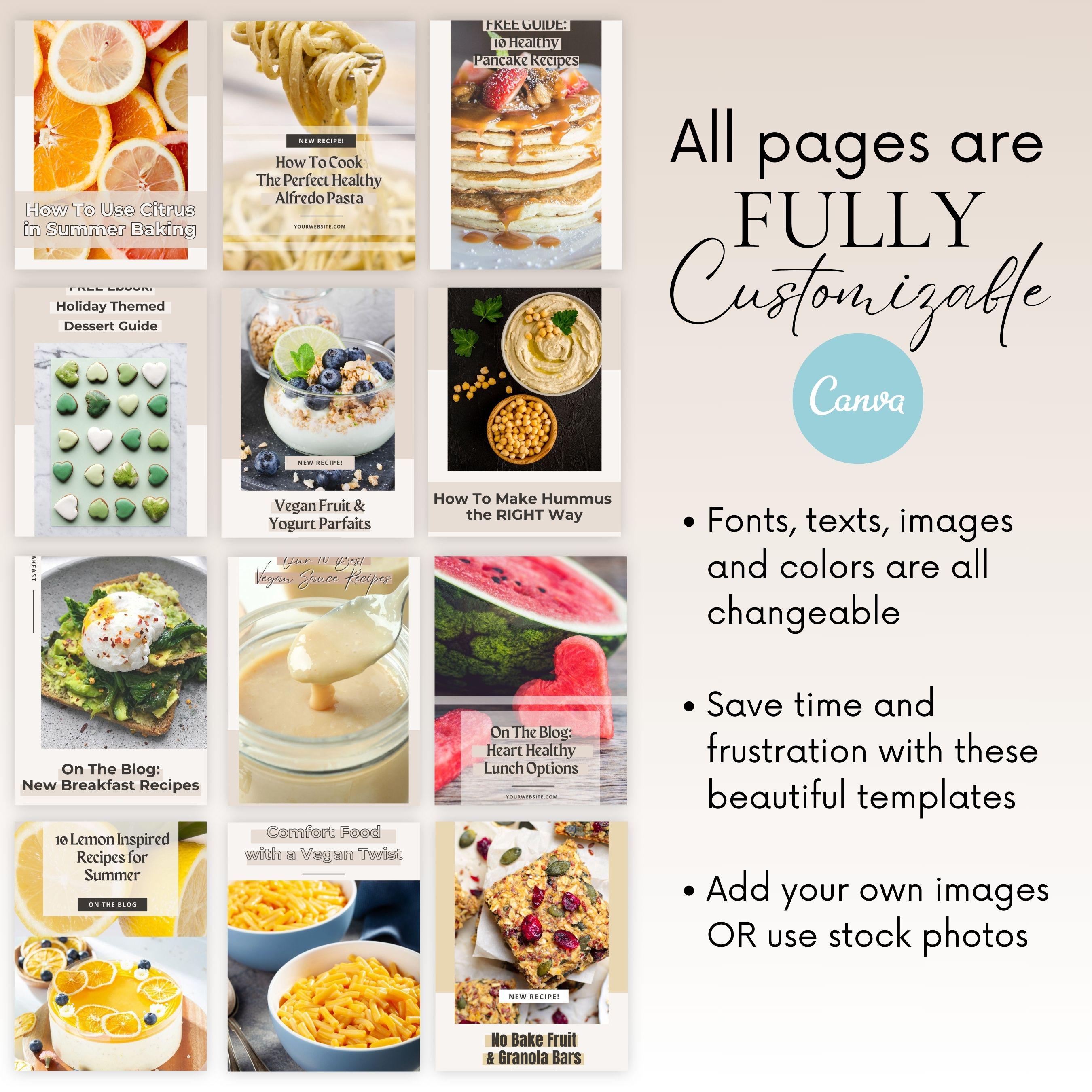 Food Blogger Bundle: Recipe Ebook Template Canva, Food Blogger ...