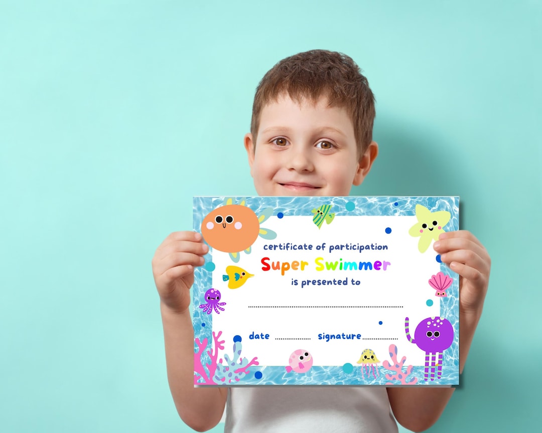 Swimming Certificate for Children – Printable & Editable Swimming ...