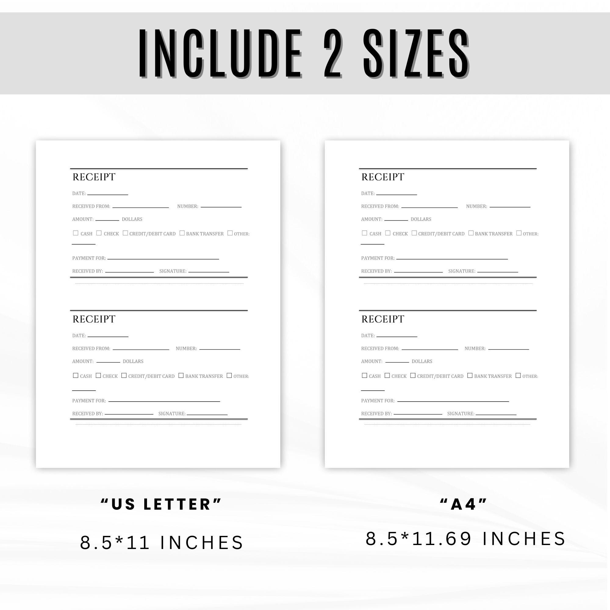 Printable Payment Receipt Template- Editable PDF & Word- Rent, Cash and ...