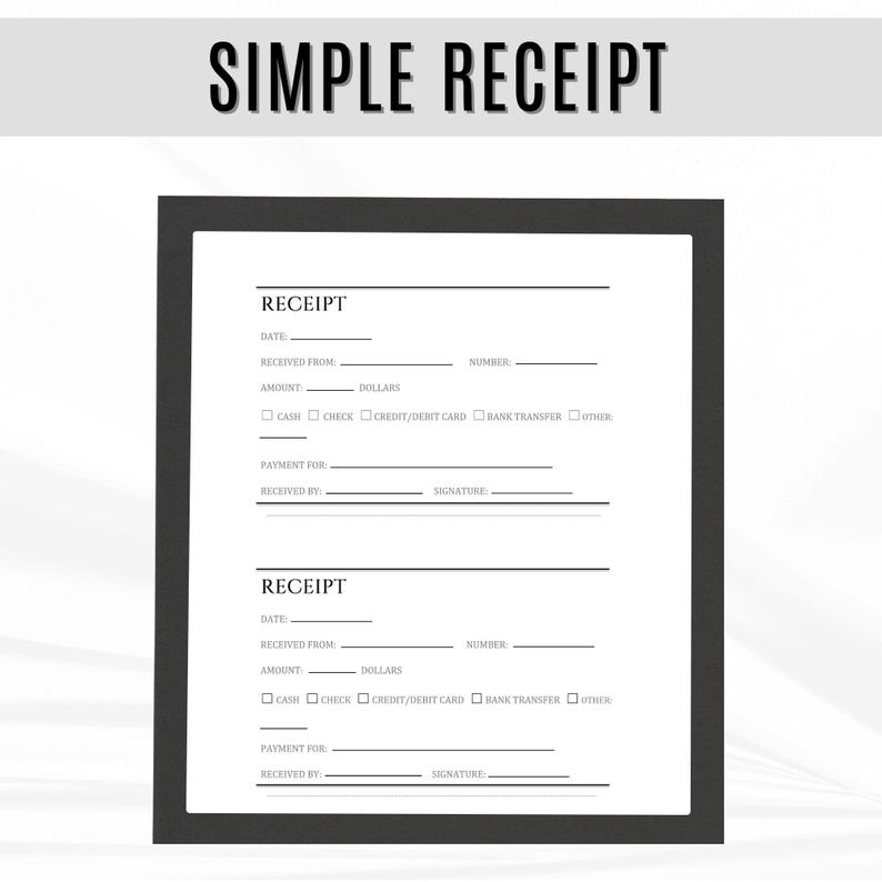 Printable Payment Receipt Template- Editable PDF & Word- Rent, Cash and ...