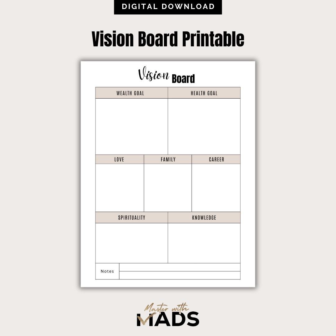 Vision Board Printable Goal Setting Planner Manifestation Journal Life ...