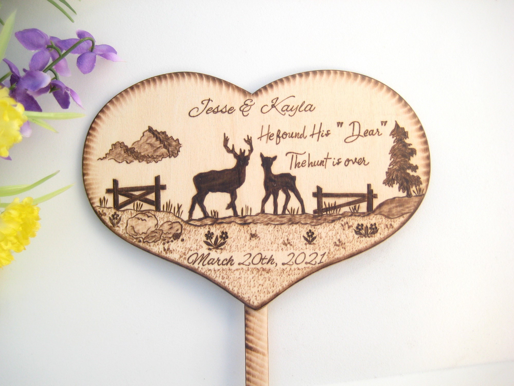 Silhouette Buck And Doe Heart Wedding