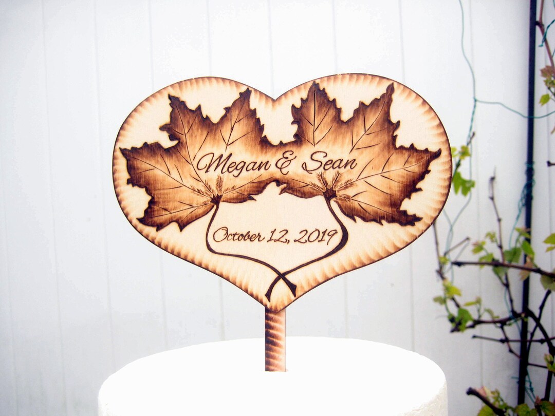Rustic Wood Heart Cake Topper: Personalized Autumn Wedding Decor - Etsy
