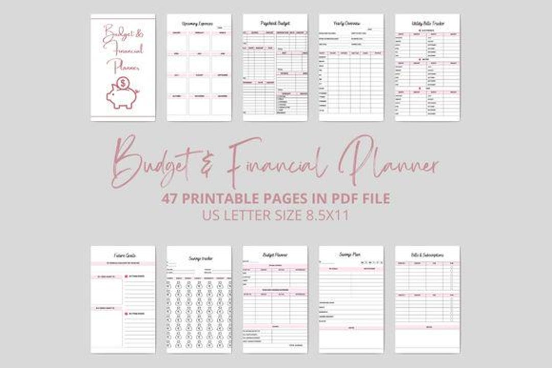 Budget & Financial Planner Printable Download 8.5 X 11 + Free Bonus ...