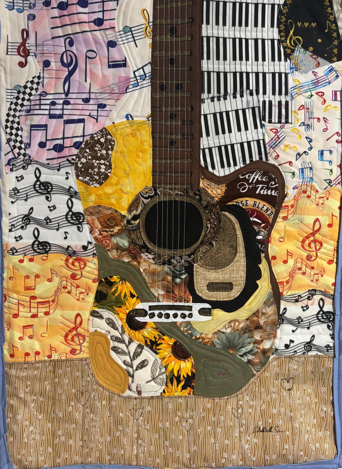 Collage Quilt Art - Hanging Wall Art Guitar - Etsy