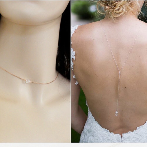 Back Drop Bridal Necklace Delicate Bridal Backdrop Necklace - Etsy