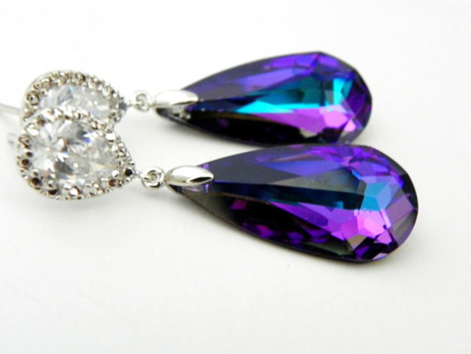 Purple Bridal Earrings and Necklace Set Bridal Statement - Etsy