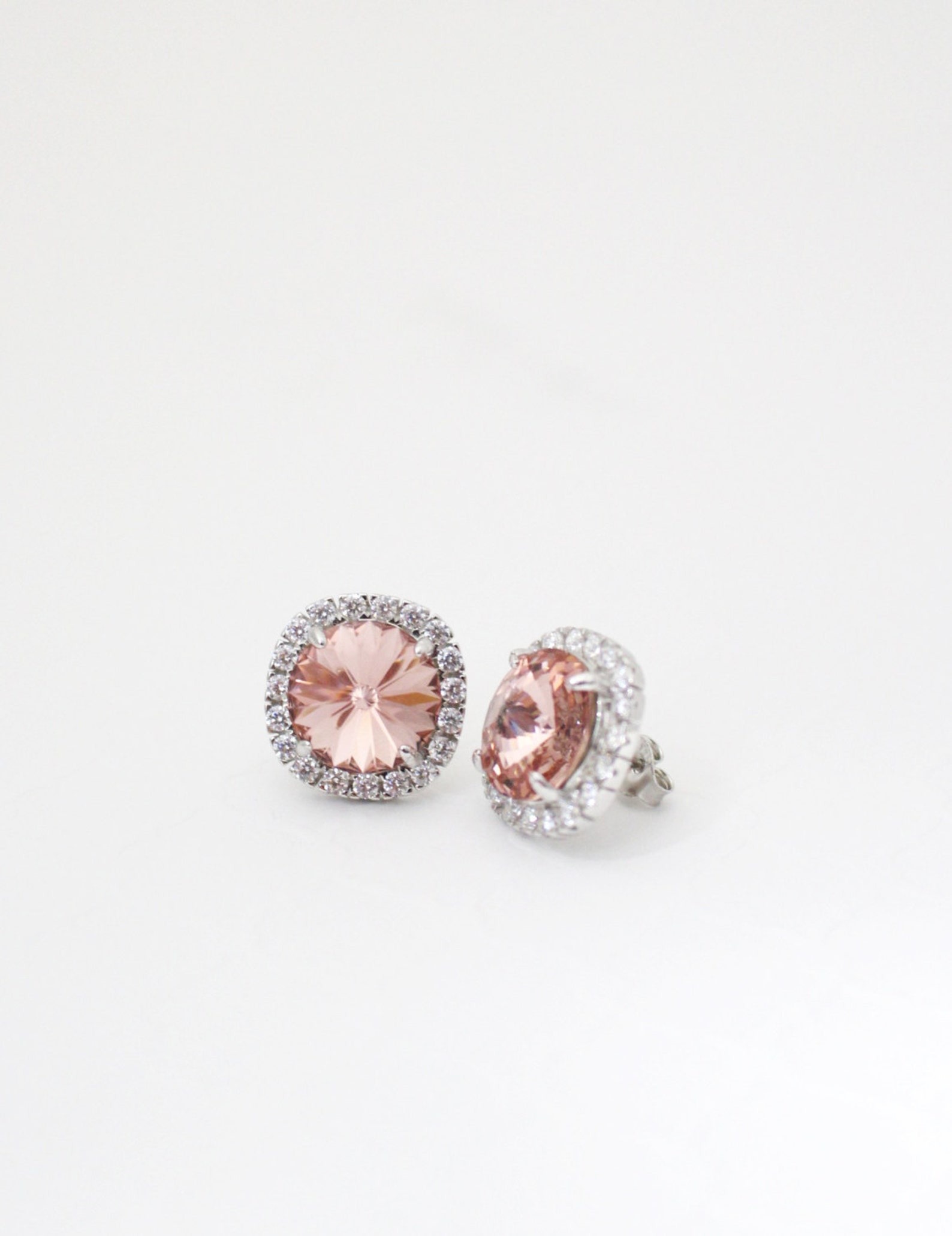Blush Wedding Earring Studs, Blush Earring Studs, Blush Bridal Earrings ...