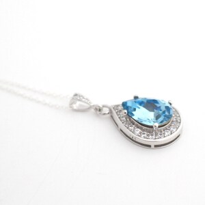 Light Blue Bridal Jewelry, Blue Teardrop Necklace, Bridal Pendant ...