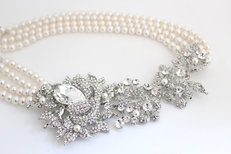 Chunky Statement Necklace Bridal Statement Necklace Pearl Etsy