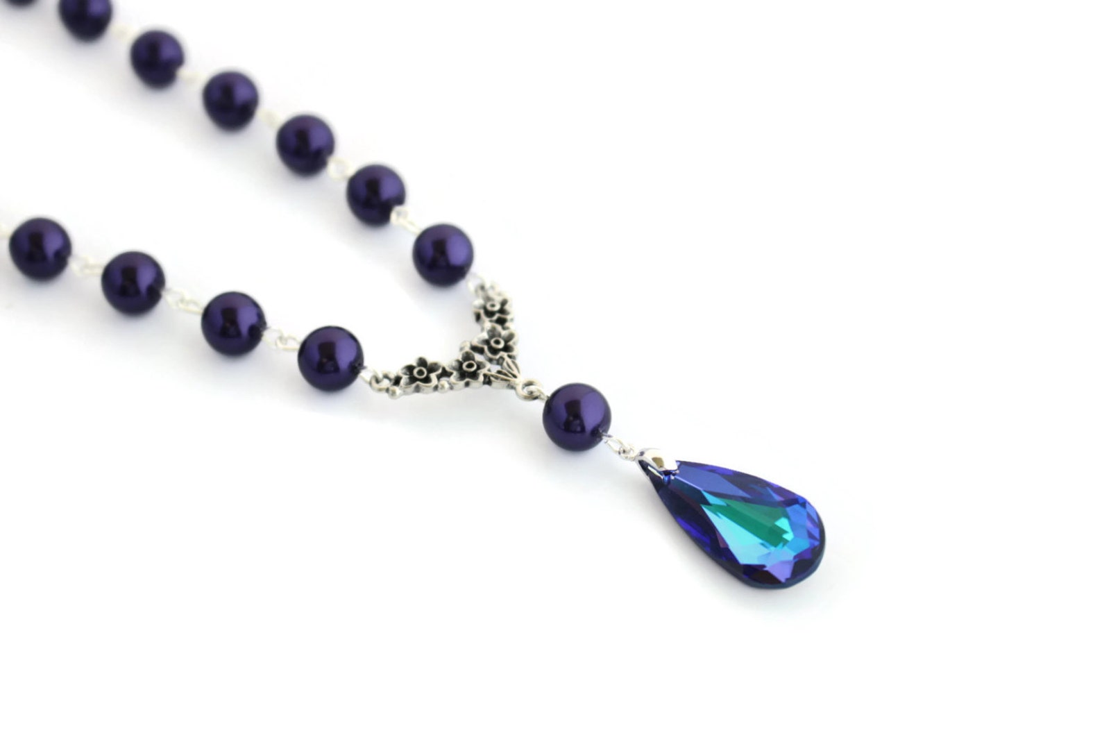 Purple Wedding Jewelry Set, Purple Bridal Jewelry Set, Pearl Bridal ...