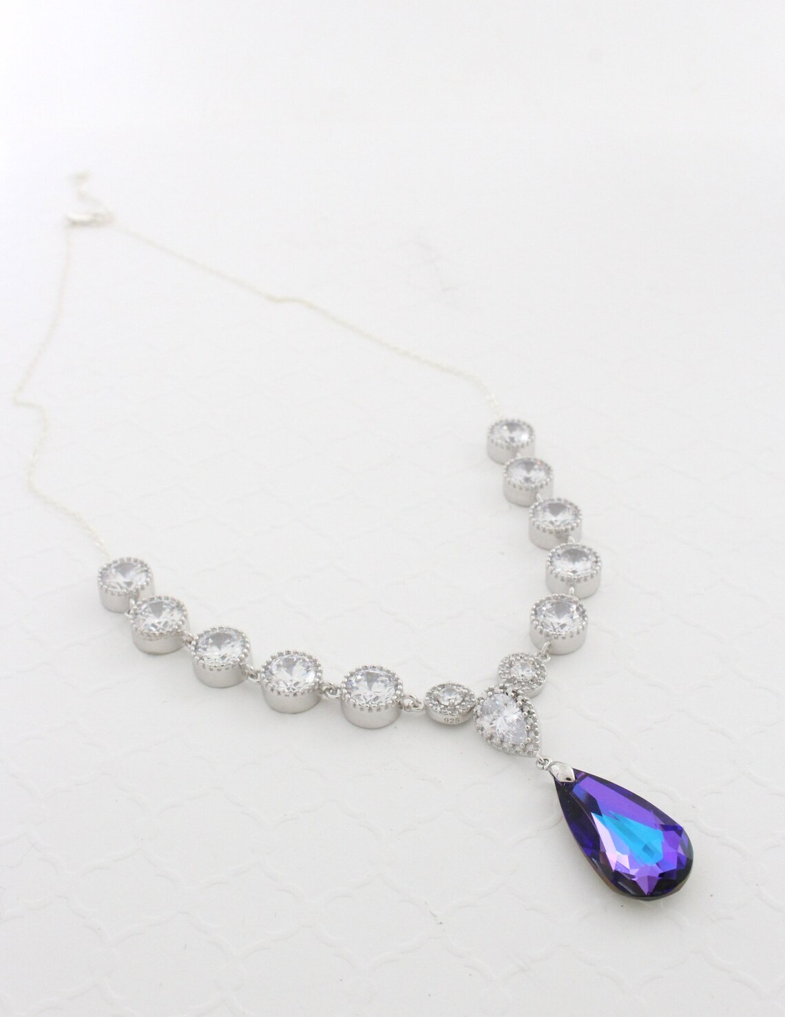 Purple Bridal Earrings and Necklace Set Bridal Statement - Etsy