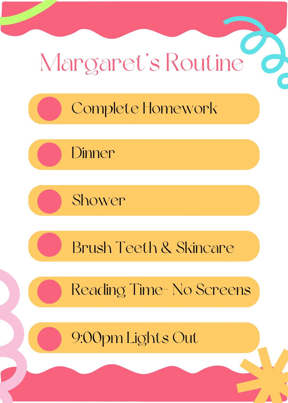 Teenage Routine Chart - Etsy