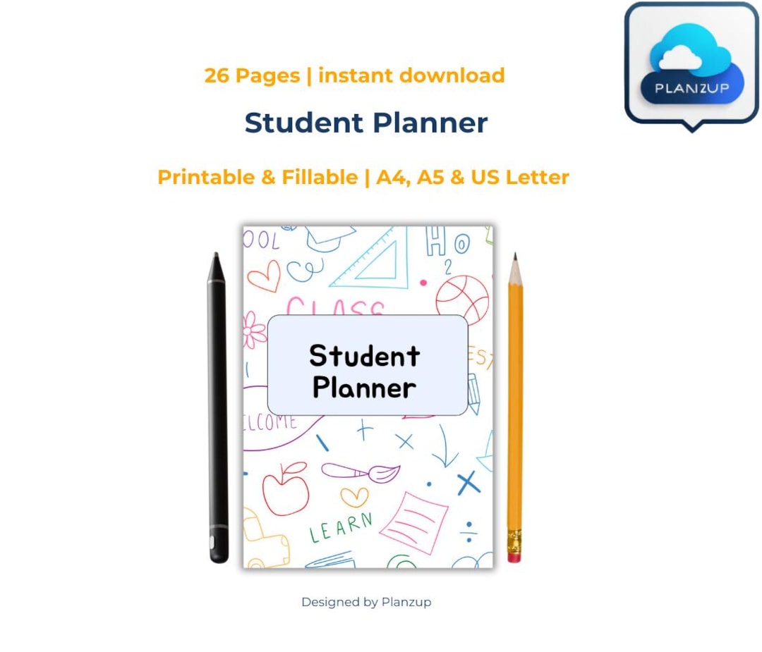 Student Planner PDF | Fillable & Printable School Organizer | A4 A5 US ...