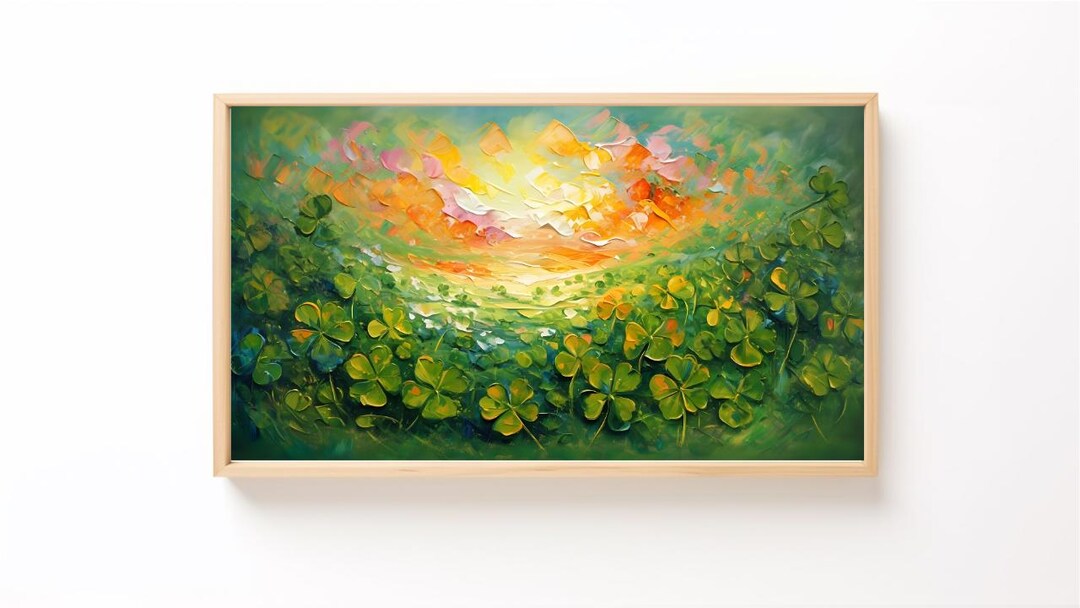 Frame TV Art St Patrick's Day Shamrocks, Impressionist Shamrock Tv Art ...