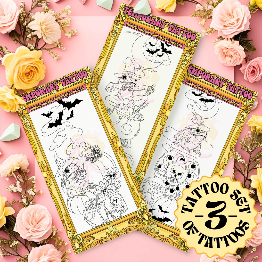 Color in Temporary Tattoo Set of 3 | Witch Tattoos | Canadian | Witches ...