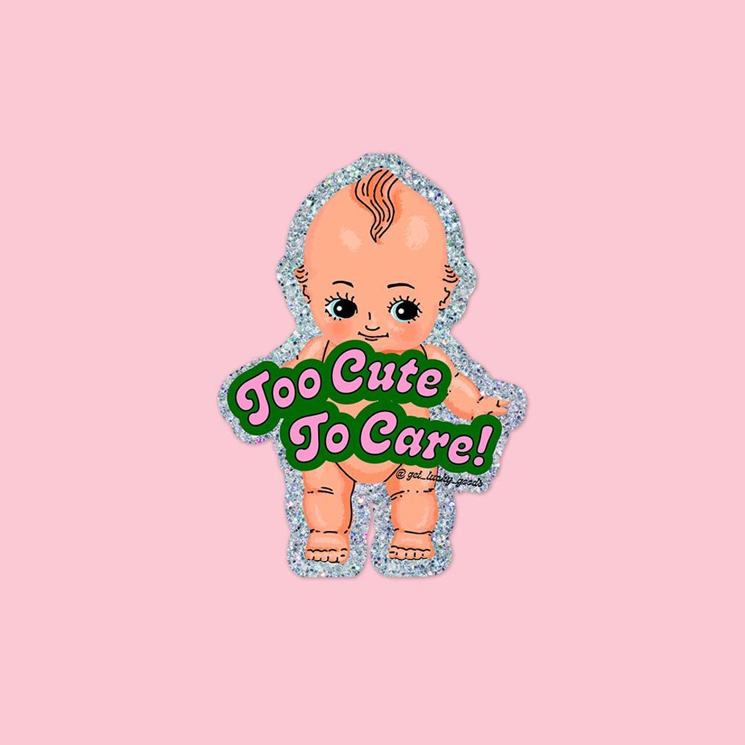 Kewpie Glitter Sticker – Holographic Vinyl Decal - Etsy