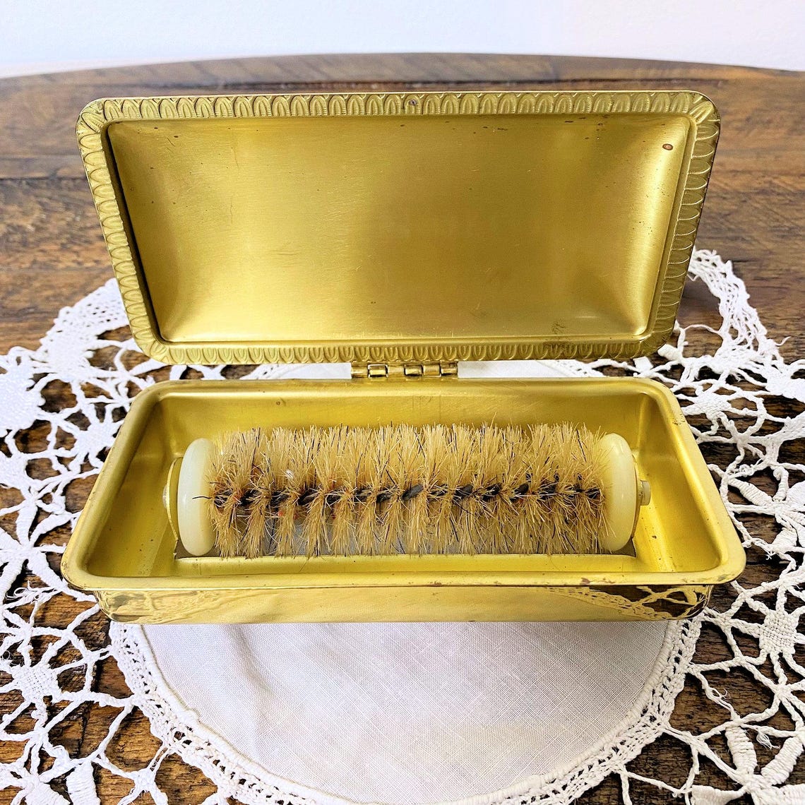 Vintage Brass Table Sweeper Crumb Catcher Lint Roller Made in Italy - Etsy