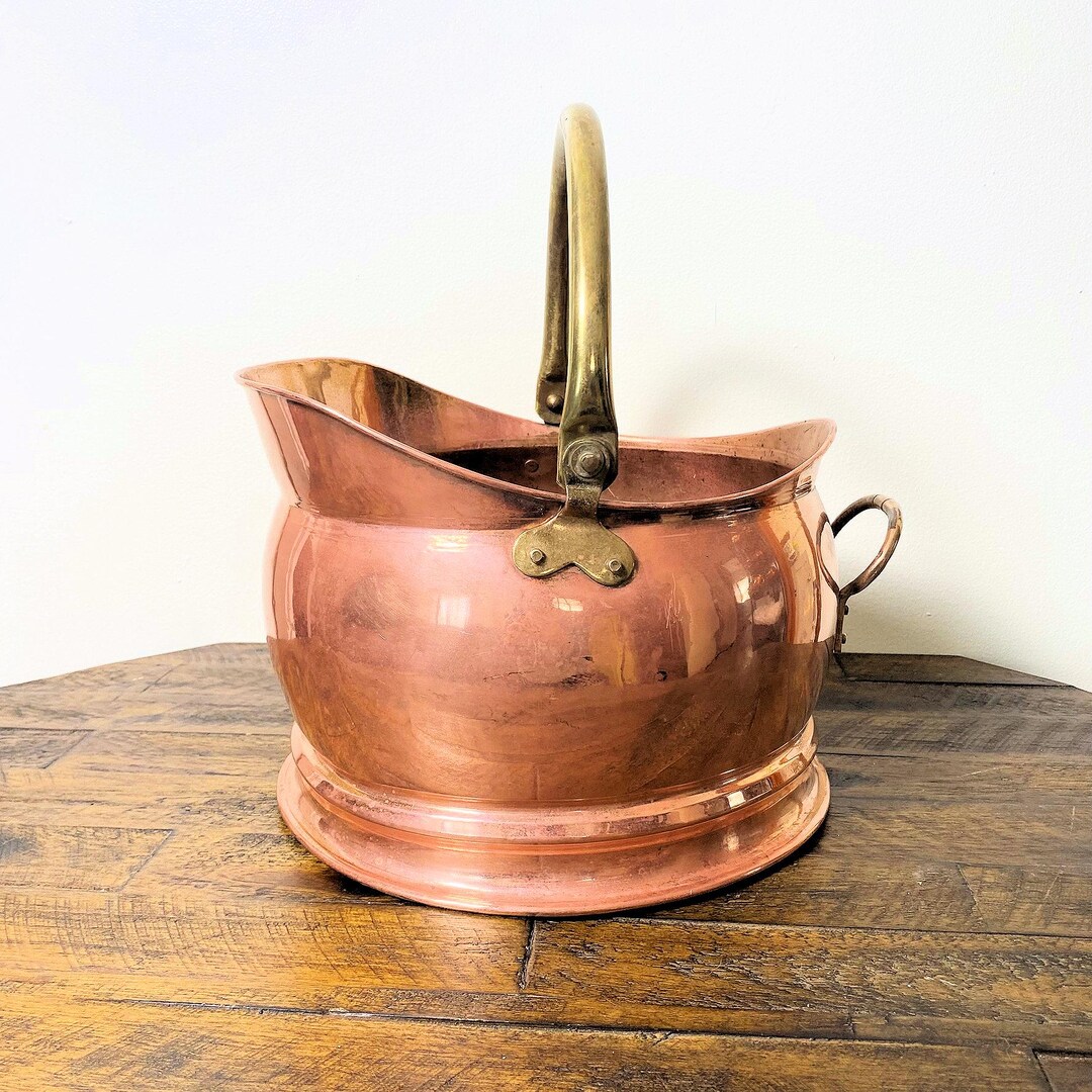 Antique Copper Scuttle Coal Helmet Bucket - Etsy
