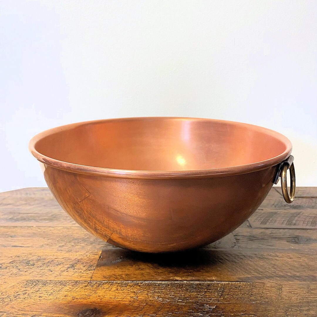 Vintage Solid Copper Beating Mixing Bowl With Rolled Edge and Riveted ...