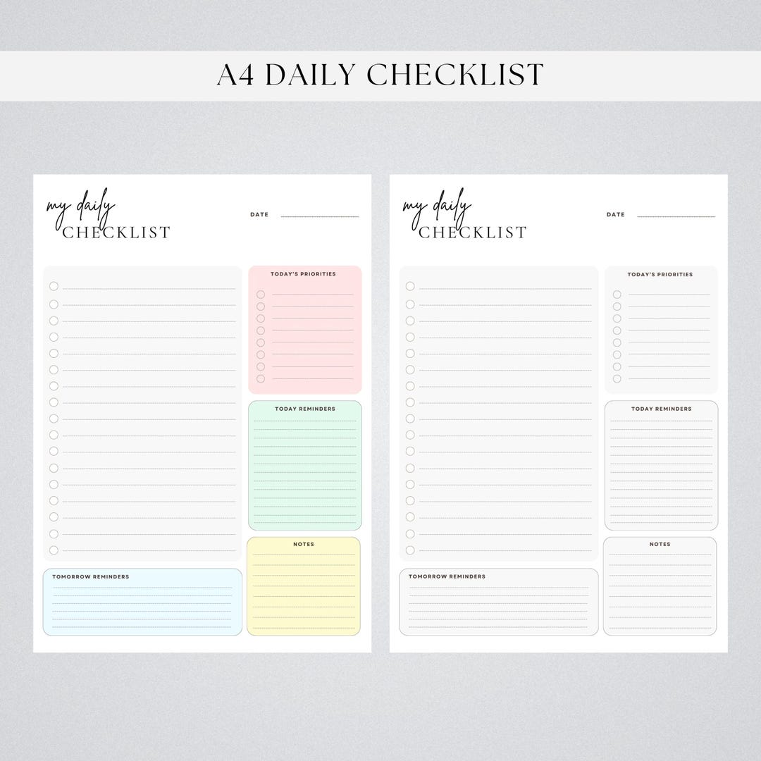 Daily Fillable Checklist, Editable Daily Planner, Weekly Task Planner ...