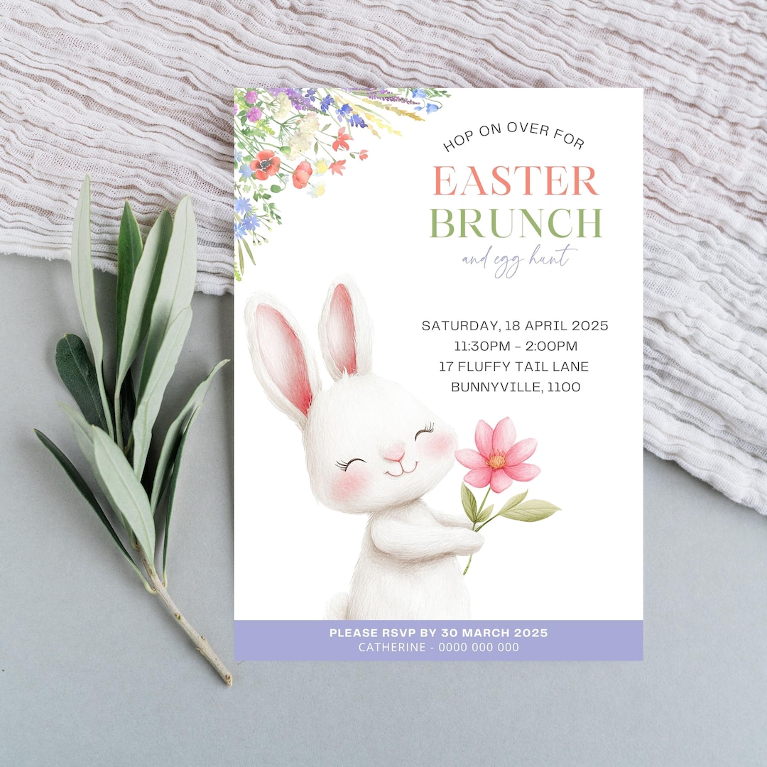 Editable Easter Brunch Invitation, Easter Egg Hunt, Instant Download ...