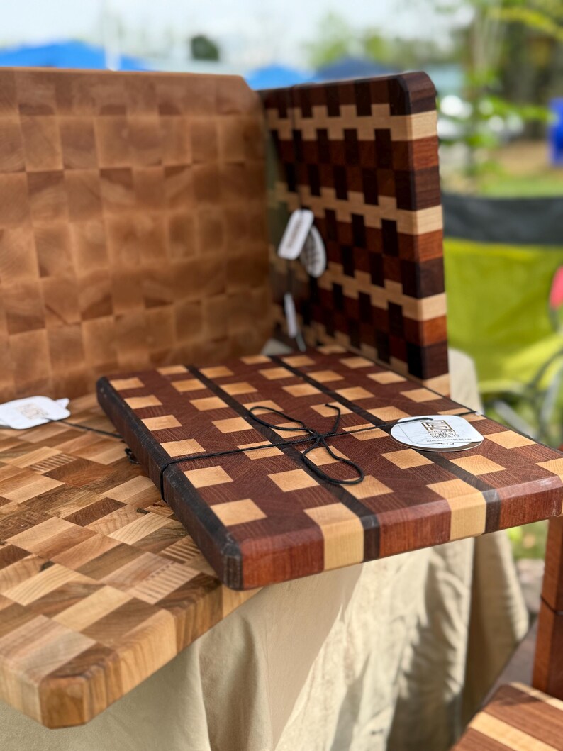 13" X 16" Checkered End Grain Cutting Board - Maple, Chopping Block ...