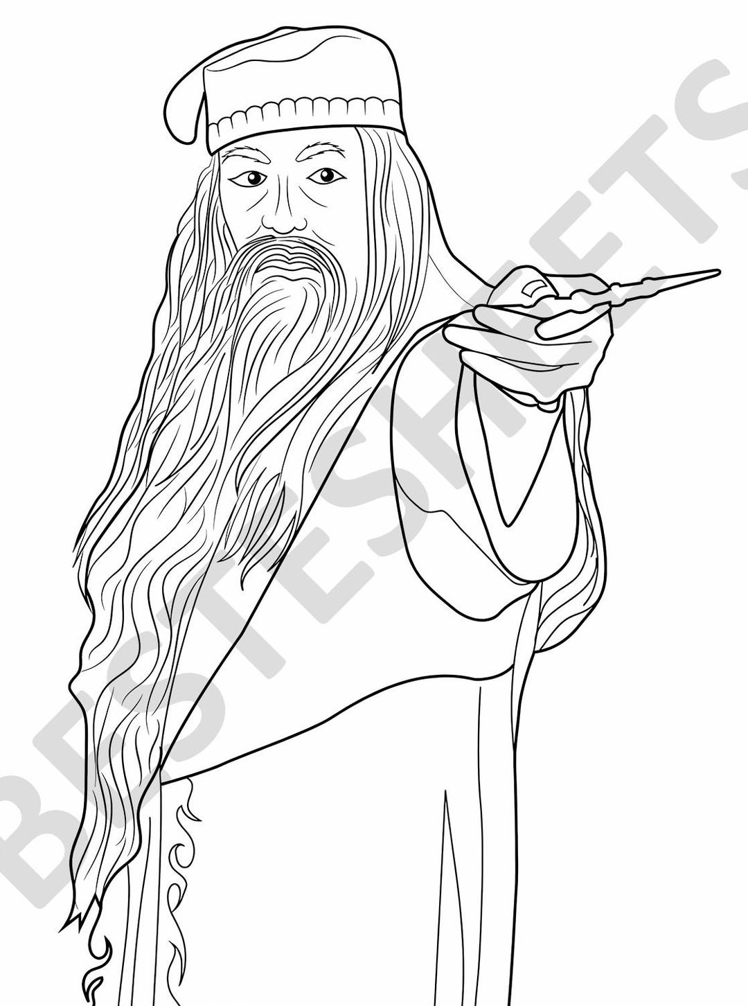 Harry Potter Coloring Page, Dumbledore Art, Printable Coloring Page ...